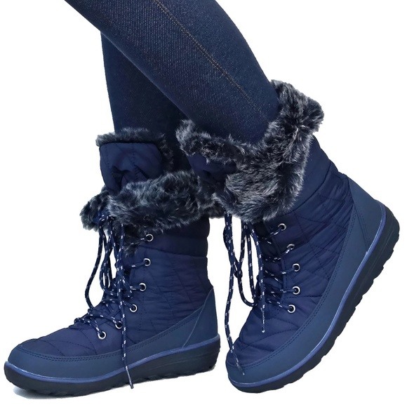 Shoes | New Blue Faux Fur Lace Up Midcalf Snow Boots | Poshmark